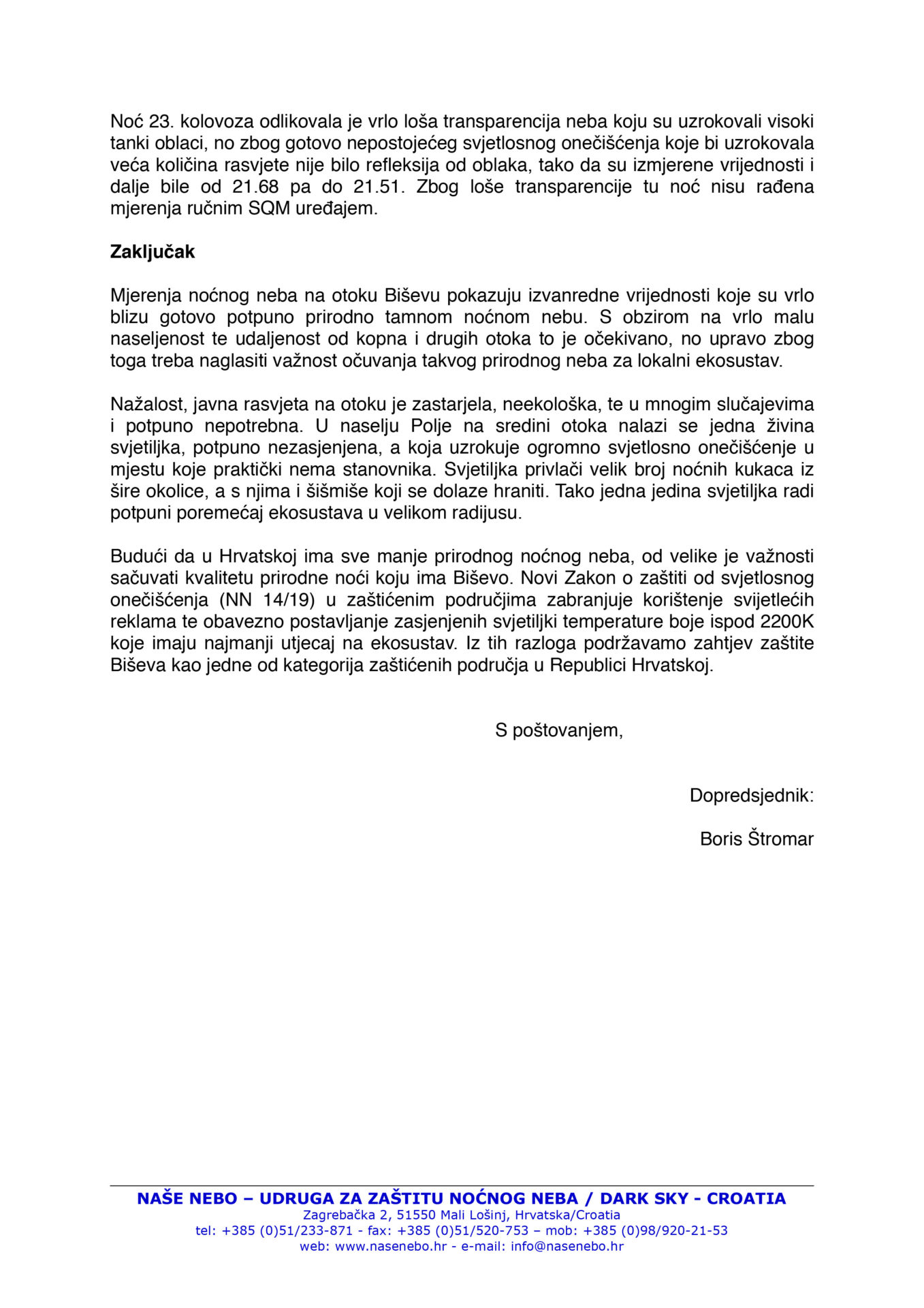 Pismo podrške Zvjezdarnice Zagreb Pismo podrške hrvatskog ...